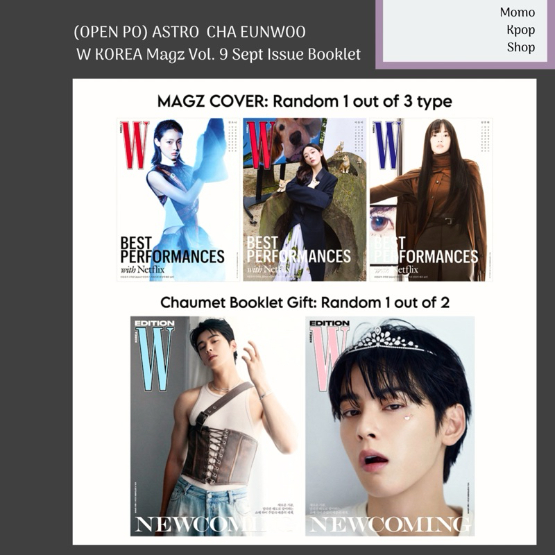 (OPEN Po) ASTRO Cha Eunwoo W KOREA Magazine Vol. 9th Sept Issue - Chaumet Booklet | Shopee Malaysia