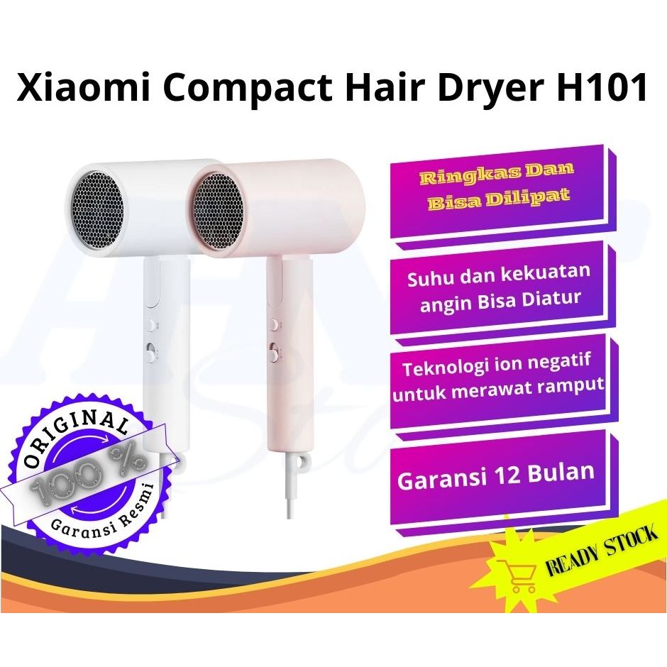 MERAH Xiaomi Compact Hair Dryer H101 Official Guarantee - Pink | Shopee ...