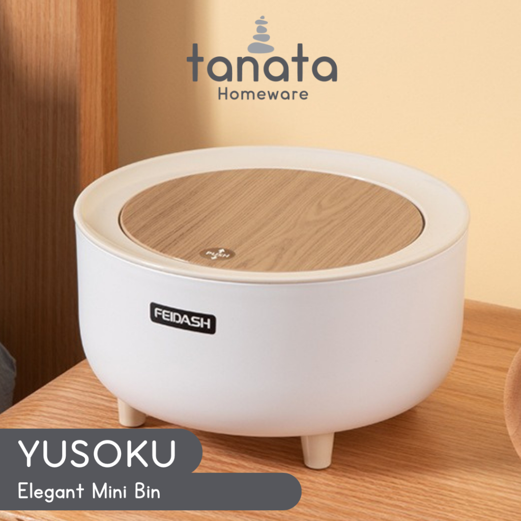 TANATA - YUSOKU Elegant Office Mini Bin Kitchen Trash Can Wooden Accent ...