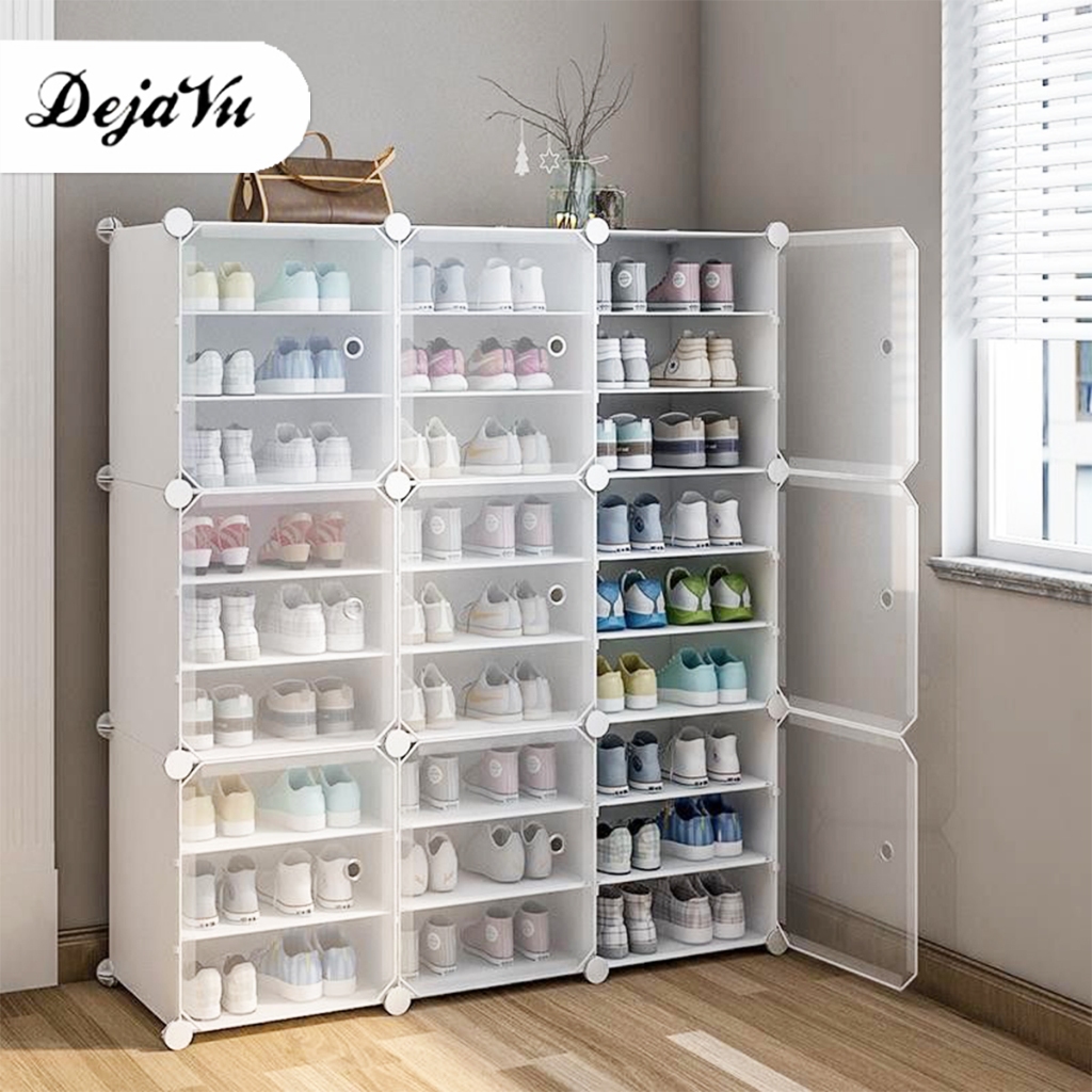 Dejavu Portable Plastic Stacking Shoe Cabinet Thick Transparent Shoe ...