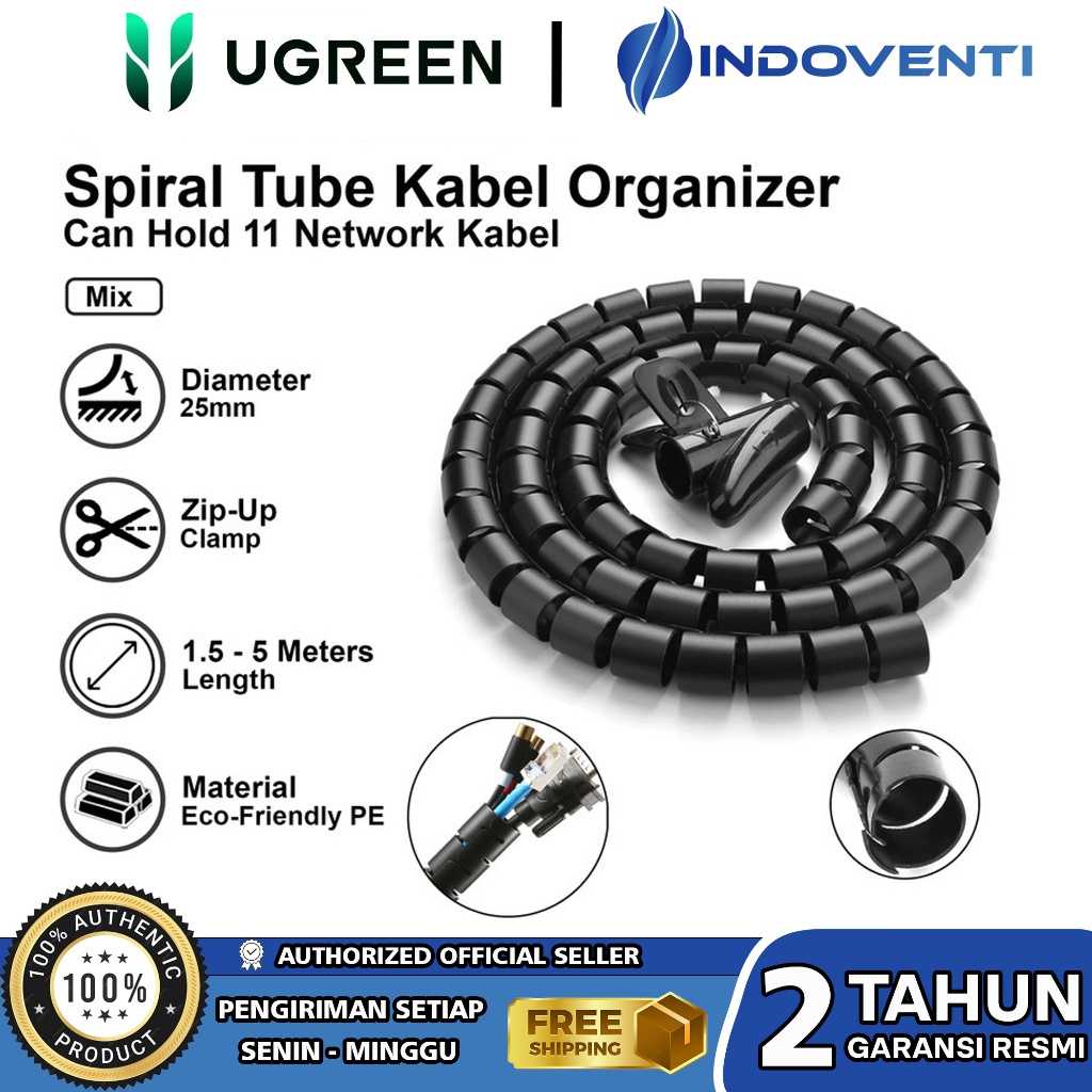 Ugreen Cable Protector Spiral Wrap Cable Zipper Organizer Tube 1.5M 5M ...