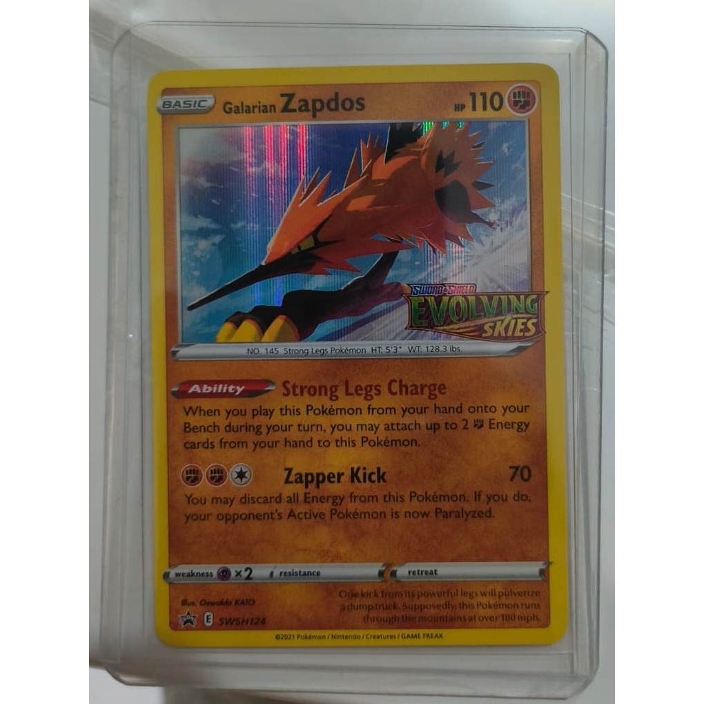 Pokemon Card Original TCG SWSH124 Galarian Zapdos Evolving Skies ...