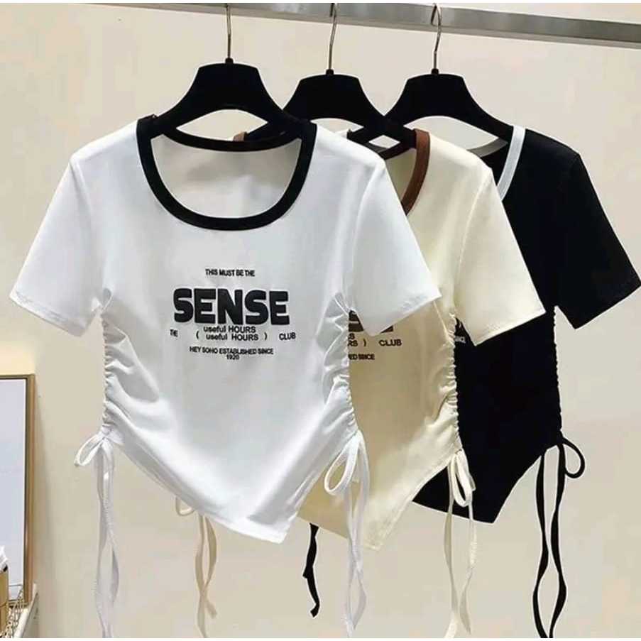 Sense Crope Oversize Women's Drawstring Shirt Crop top Contemporary ...