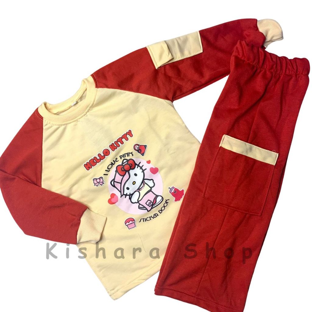 Hello Kitty & Pompompurin Cargo Pleated Suits For Children Aged 3-12 ...