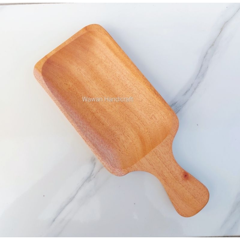 KAYU Wooden plate/serving plate/square teflon plate 12x30cm/mahogany ...