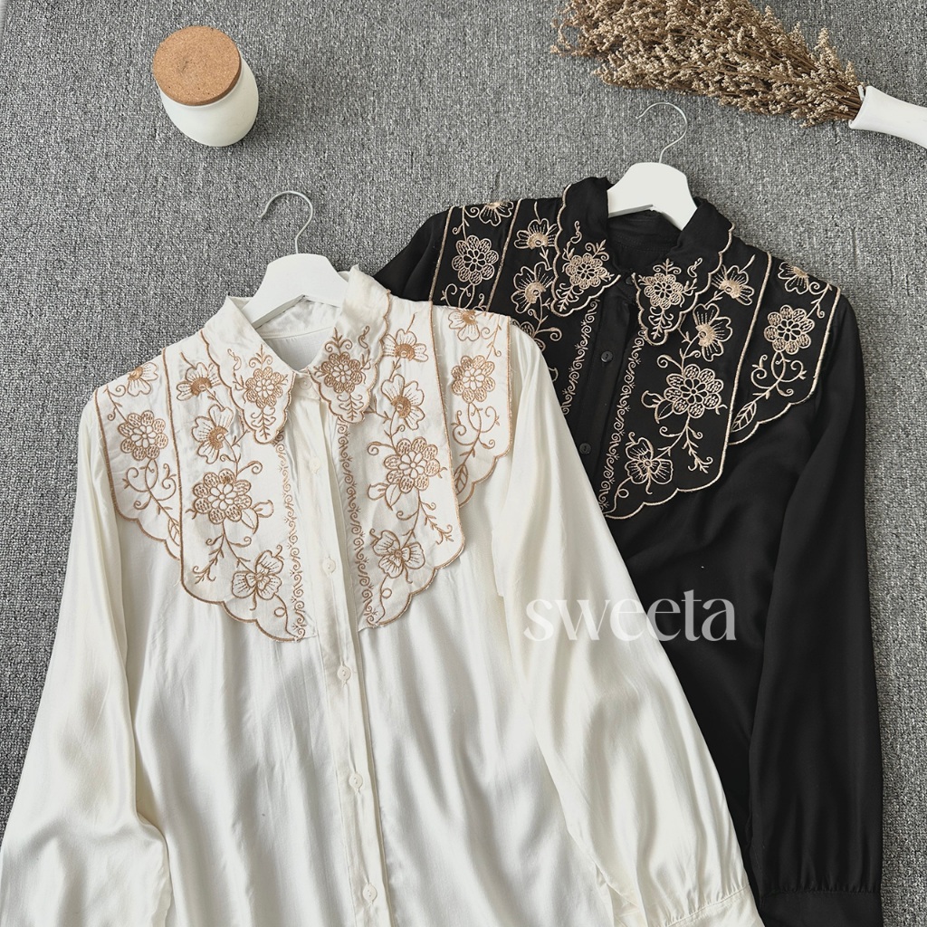 Sweeta | Embroidery Collar Shirt | Rayon Twill | Ld 112 | Embroidery ...