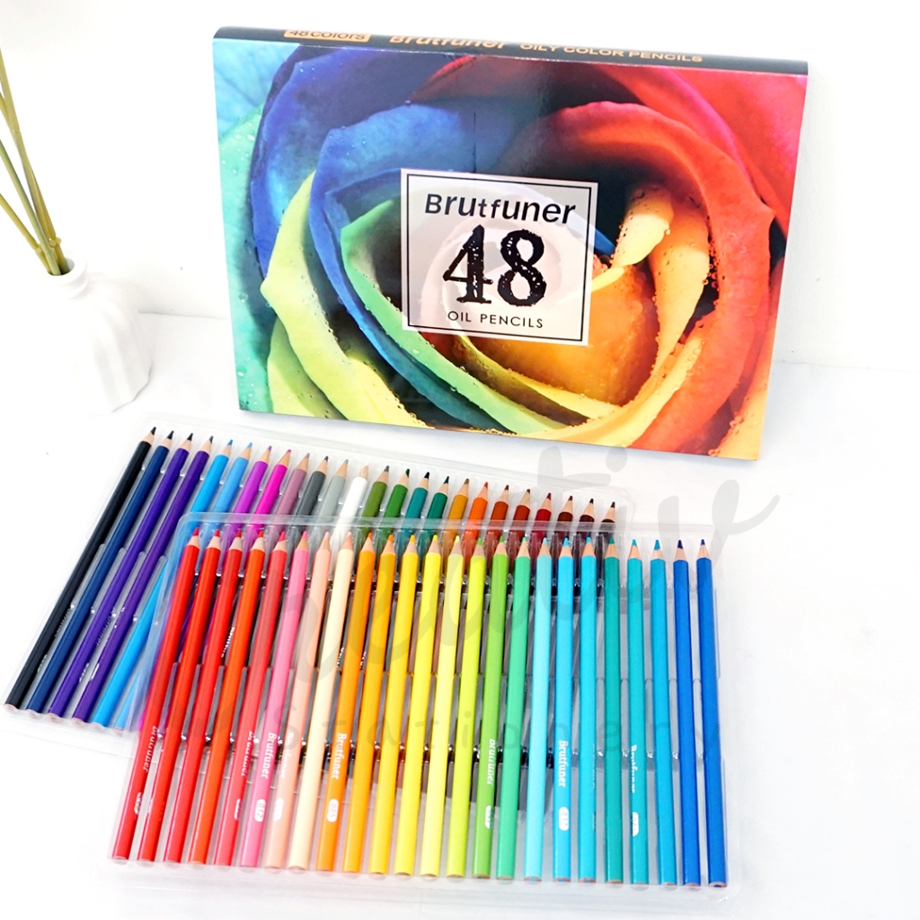 Brutfuner Oil Based Color Pencil Set 48 Color Colored Pencils | Shopee ...