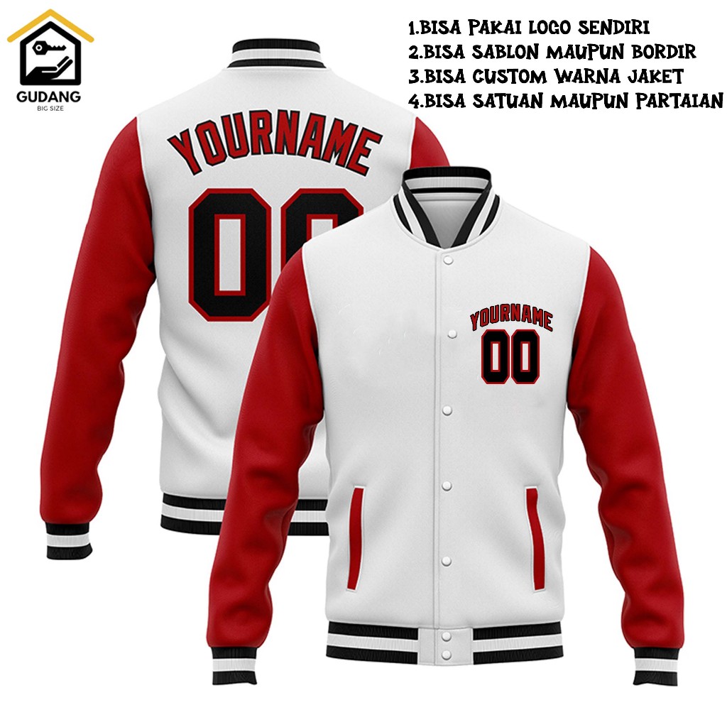 MERAH CUSTOM VARSITY BOMBER JACKET FRONT BACK. CUSTOM VARSITY JACKET S ...