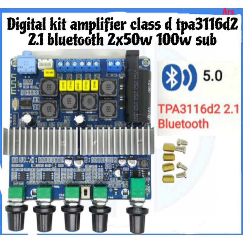 Digital kit amplifier class d tpa3116 d2 2.1 bluetooth 2x50w 100w sub ...