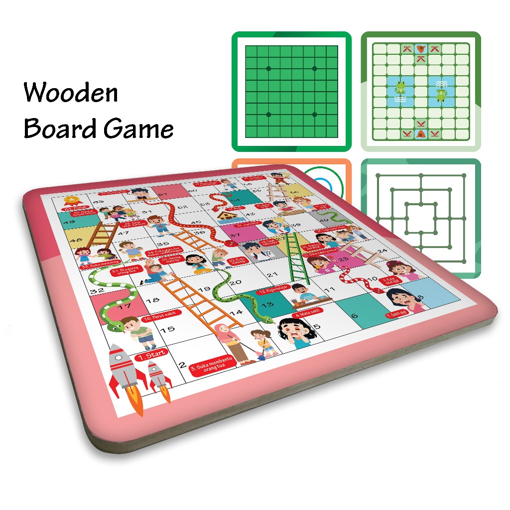 Wooden Board game Snake Stairs, Ludo, halma, nine Goats morris, jungle ...