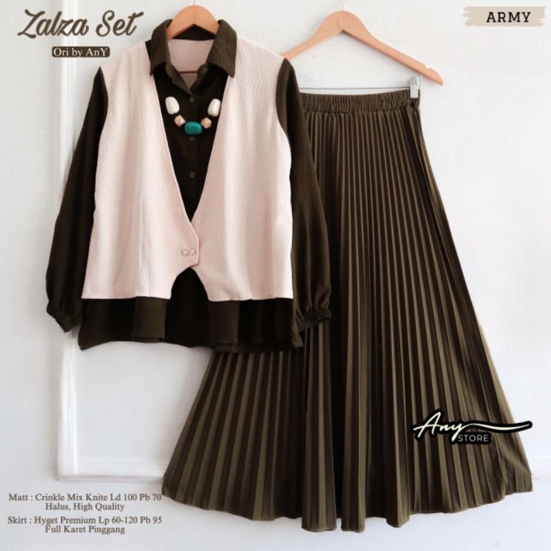 Women's SET PLISKET SKIRT + BEAUTIFUL BLOUSE ZALZA SET BY ANY ORIGINAL ...