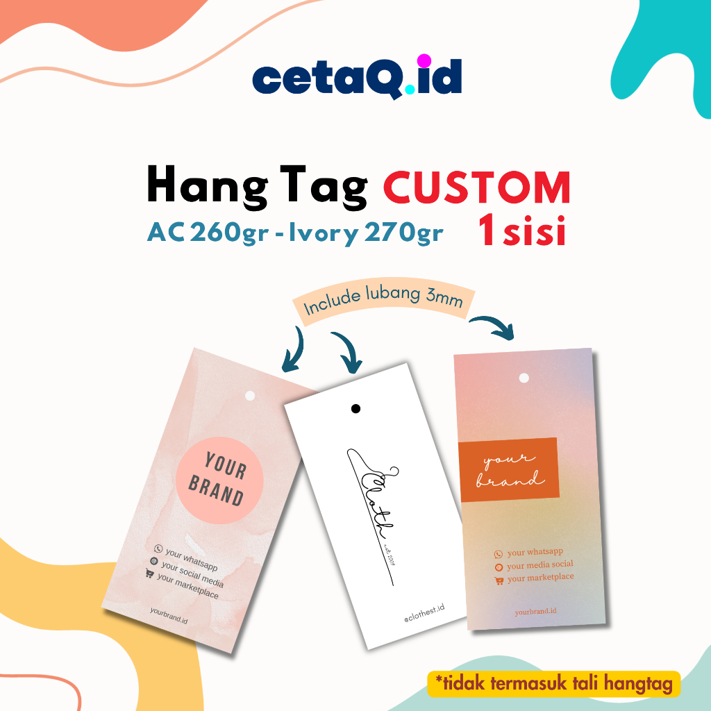 Print Custom 1 sided design hangtags | Clothes label Hang tag | Hand ...