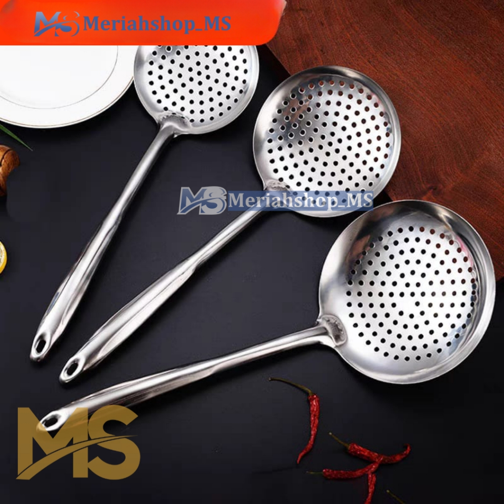 Meriahshop Stainless Steel Scoop Fried Strainer Oil Drain Skimmer Food ...