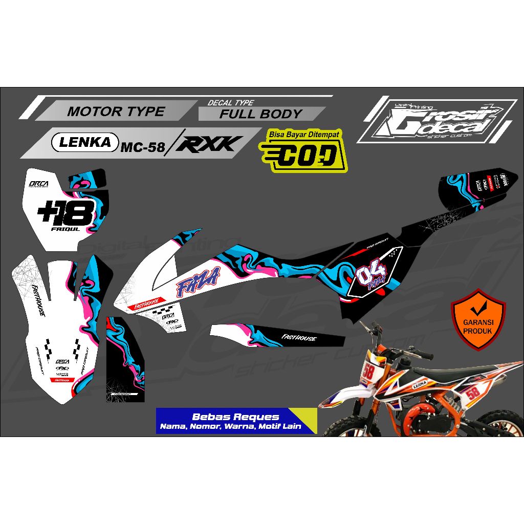 Lenka / RXK / PCMOTO / MINIMOTO 50cc Full Body Mini trail Sticker Decal ...
