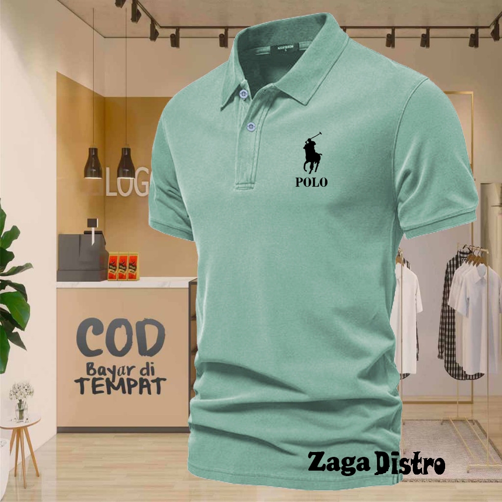 POLO collar T-Shirt Logo Polo Text Black Adult Collar T-Shirt / Wangki Men's Polo T-Shirt ...