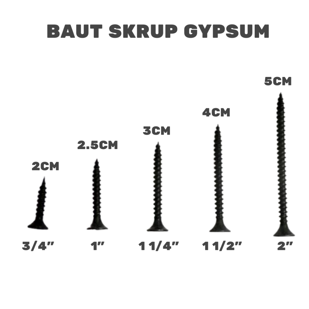 KAYU Gypsum Screws 700 Grams HOLY (3/4") (1") (1 1/4") (1 1/2") (2 ...