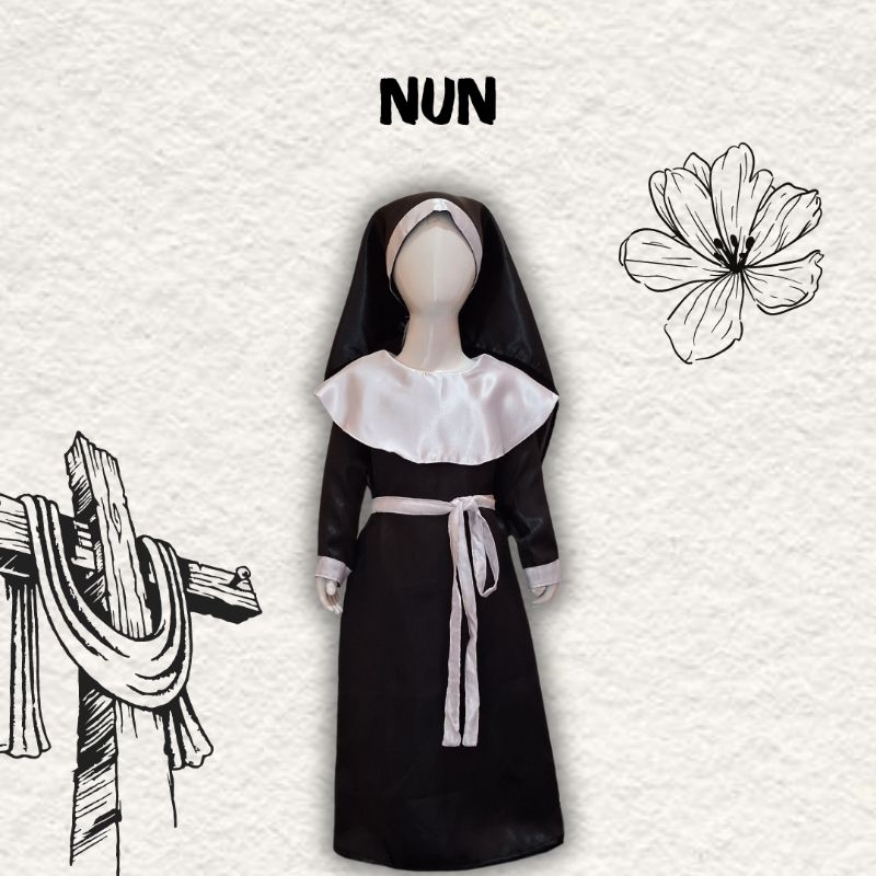 HITAM Nun's Nurse Costume for Children in Black | Nun Costume For Kids ...
