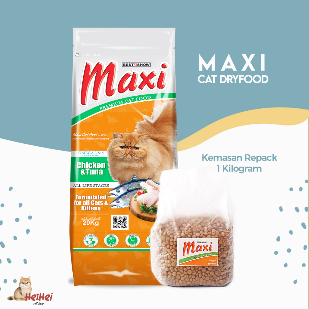 Best In Show Maxi Cat Food Repack 1kg - Premium Maxi Adult Kitten Dry ...