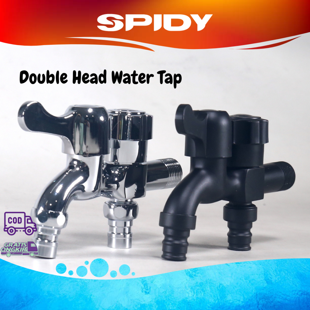 HITAM MESIN Jht Double Wall Water Faucet 1/2 inch Black Doff Chrome ...