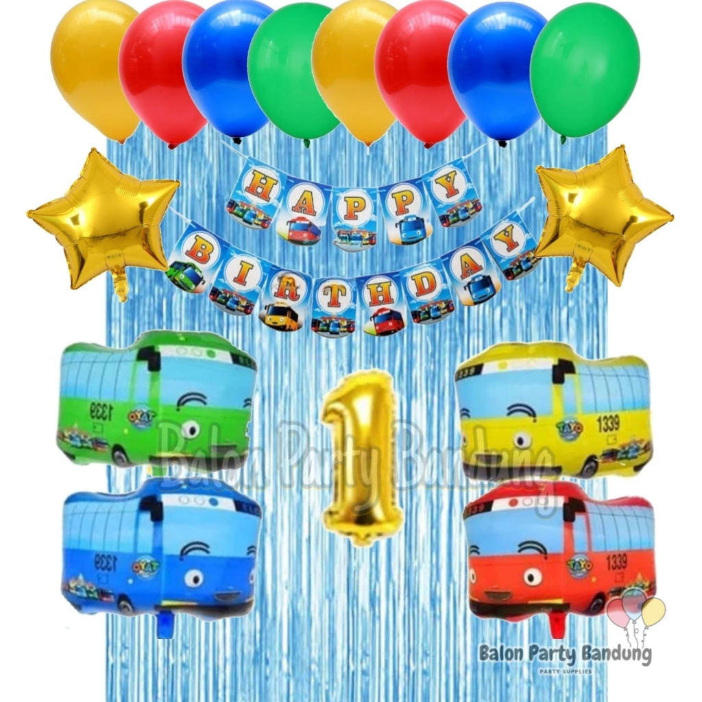 Colorful Bus Package PARTY Balloons/Tayo Children's Bus Birthday ...