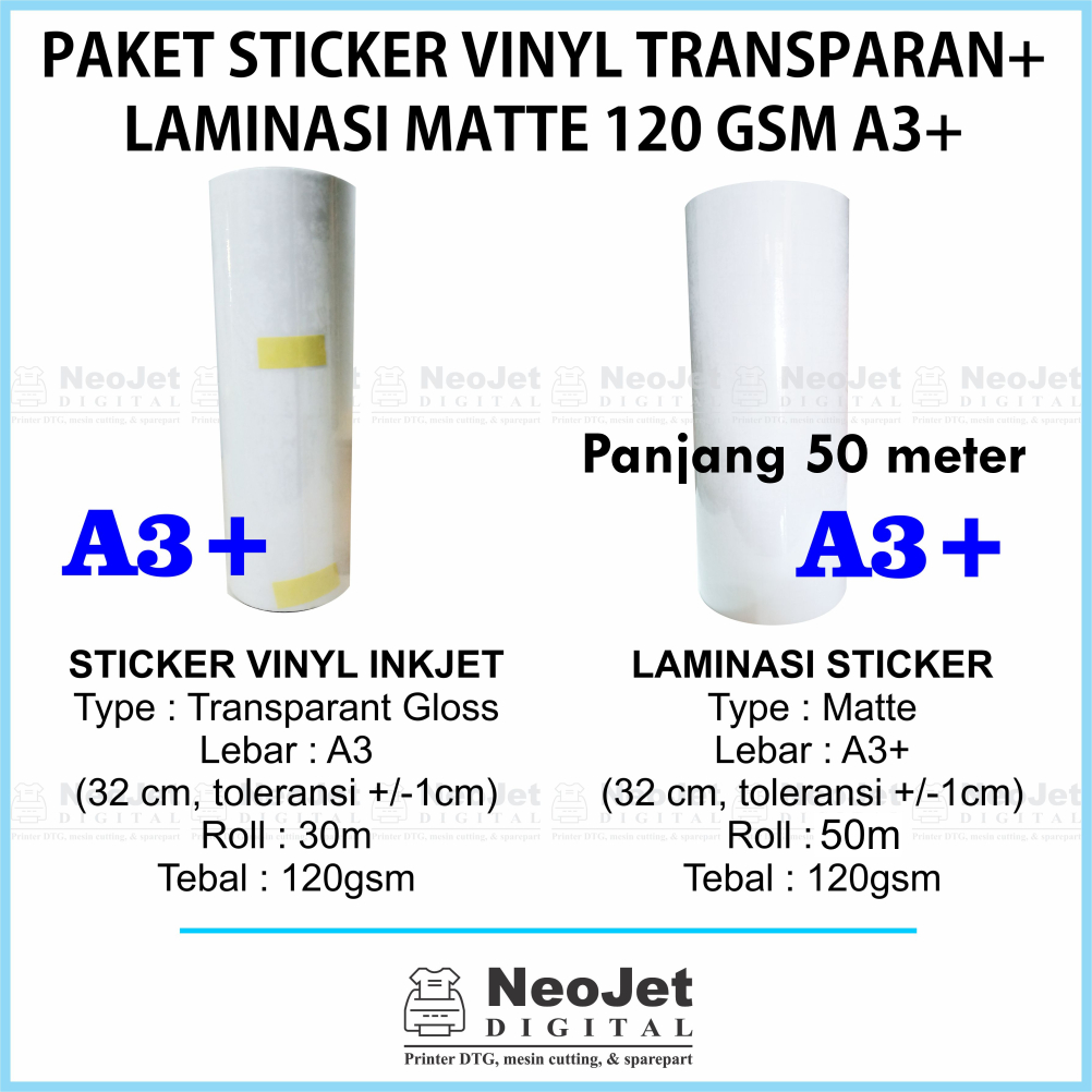 Transparent Glossy A3 Inkjet Vinyl Sticker Package + A3+ Matte ...