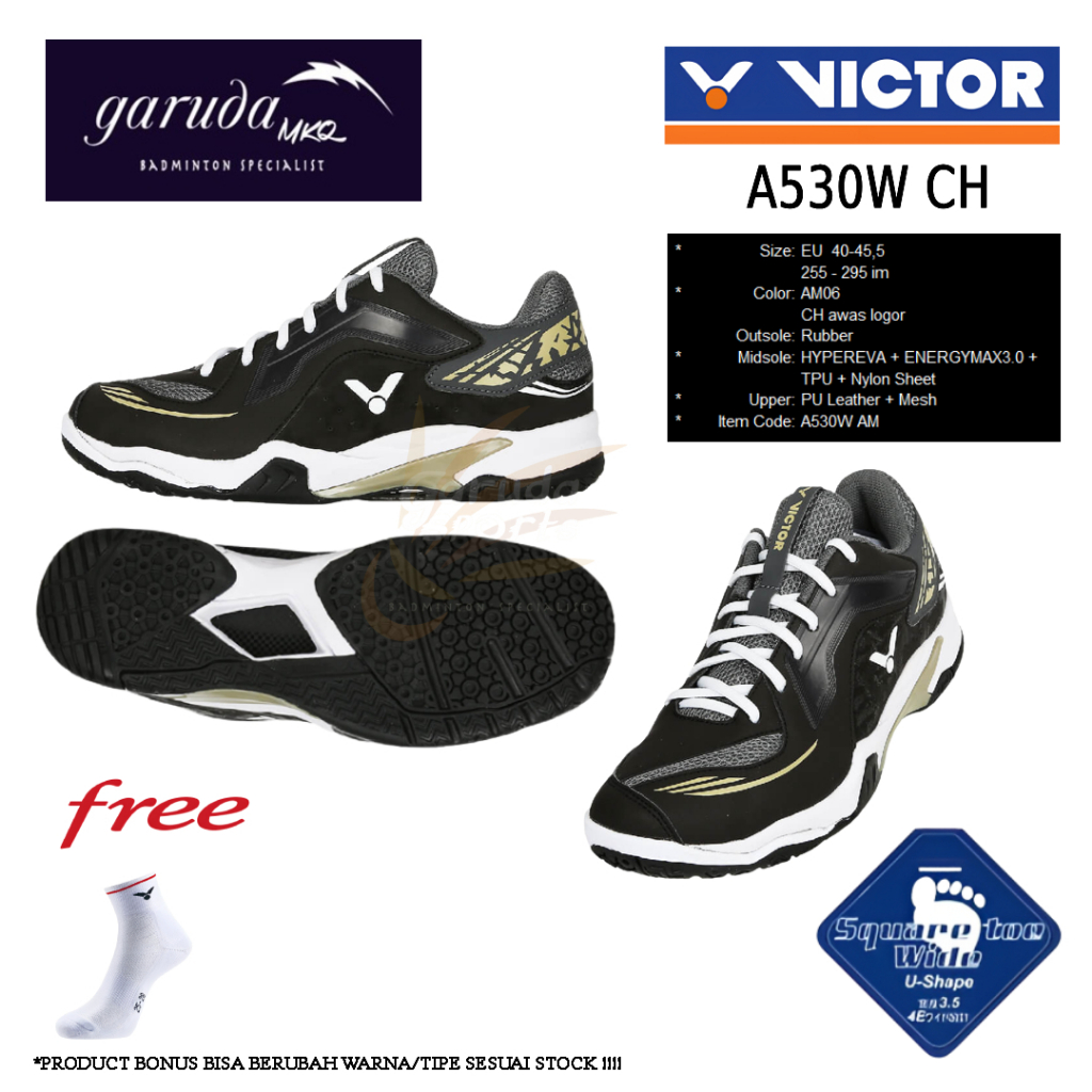 VICTOR A530W BADMINTON SHOES / VICTOR A 530 W / VICTOR A-530 WIDE CH ...