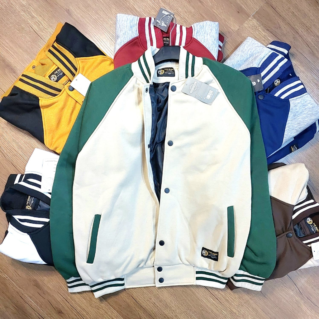 Premium Men's Women's Plain Basic Varsity Jacket / Furing Plain Varsity ...