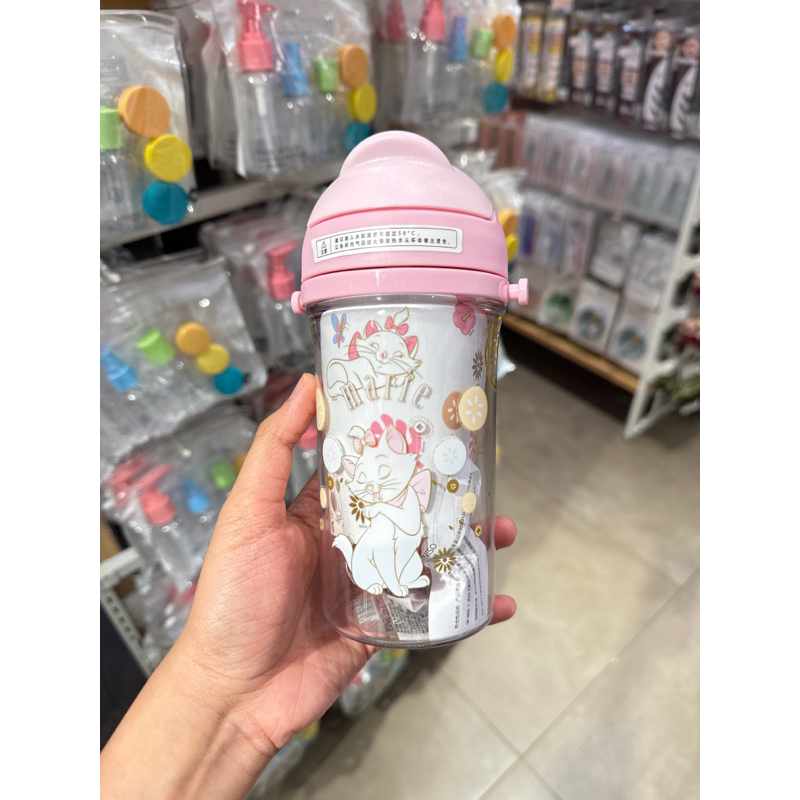 Miniso DRINKING BOTTLE MARIE DISNEY CAT SERIES WITH STRAW AND STICKERS ...