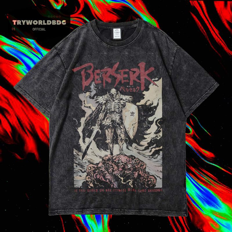 Tryworldbdg OFFICIAL "BERSERK" OVERSIZED T-Shirt | Washed Shirt | Anime ...