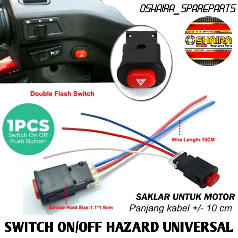 TOMBOL SWITCH button ON OFF SWITCH UNIVERSAL HAZARD MOTORCYCLE LIGHTS ...