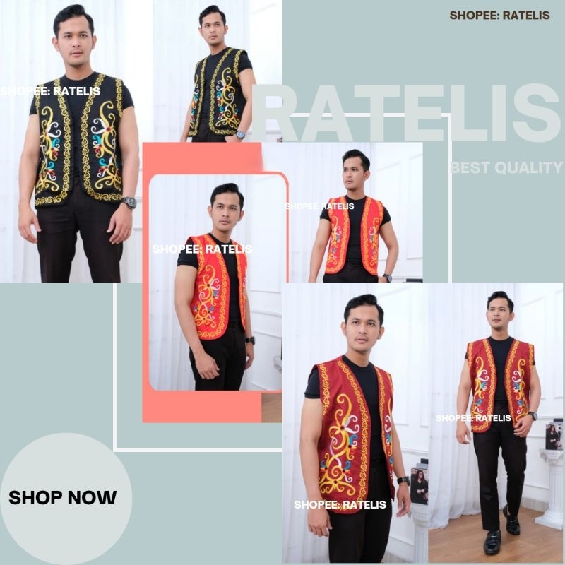Dayak motif Embroidery vest, borneo motif vest, ulu kenyah People's ...