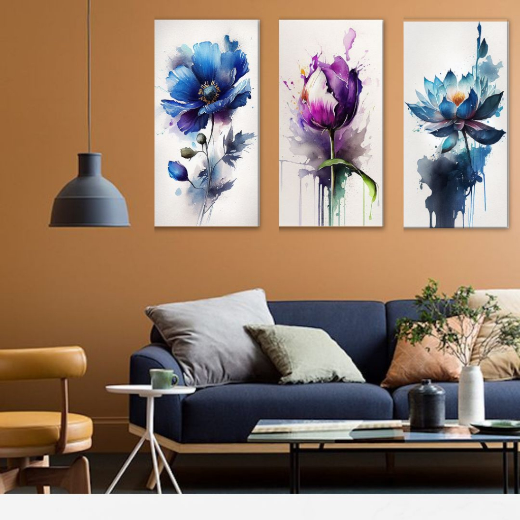 HIASAN DINDING Wall decoration with watercolor flower painting motif ...
