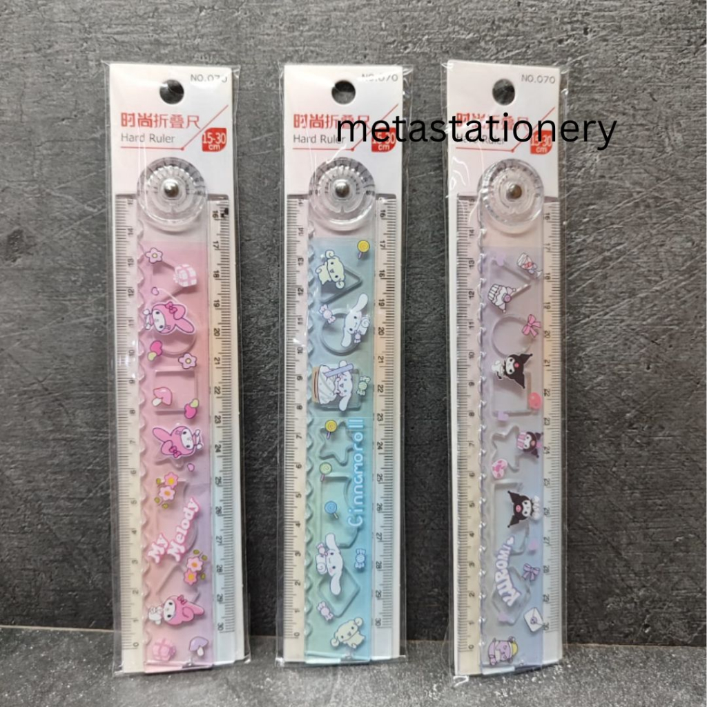 Cute Folding Hard Ruler / Ruler with Sanrio Characters 30cm | Shopee ...