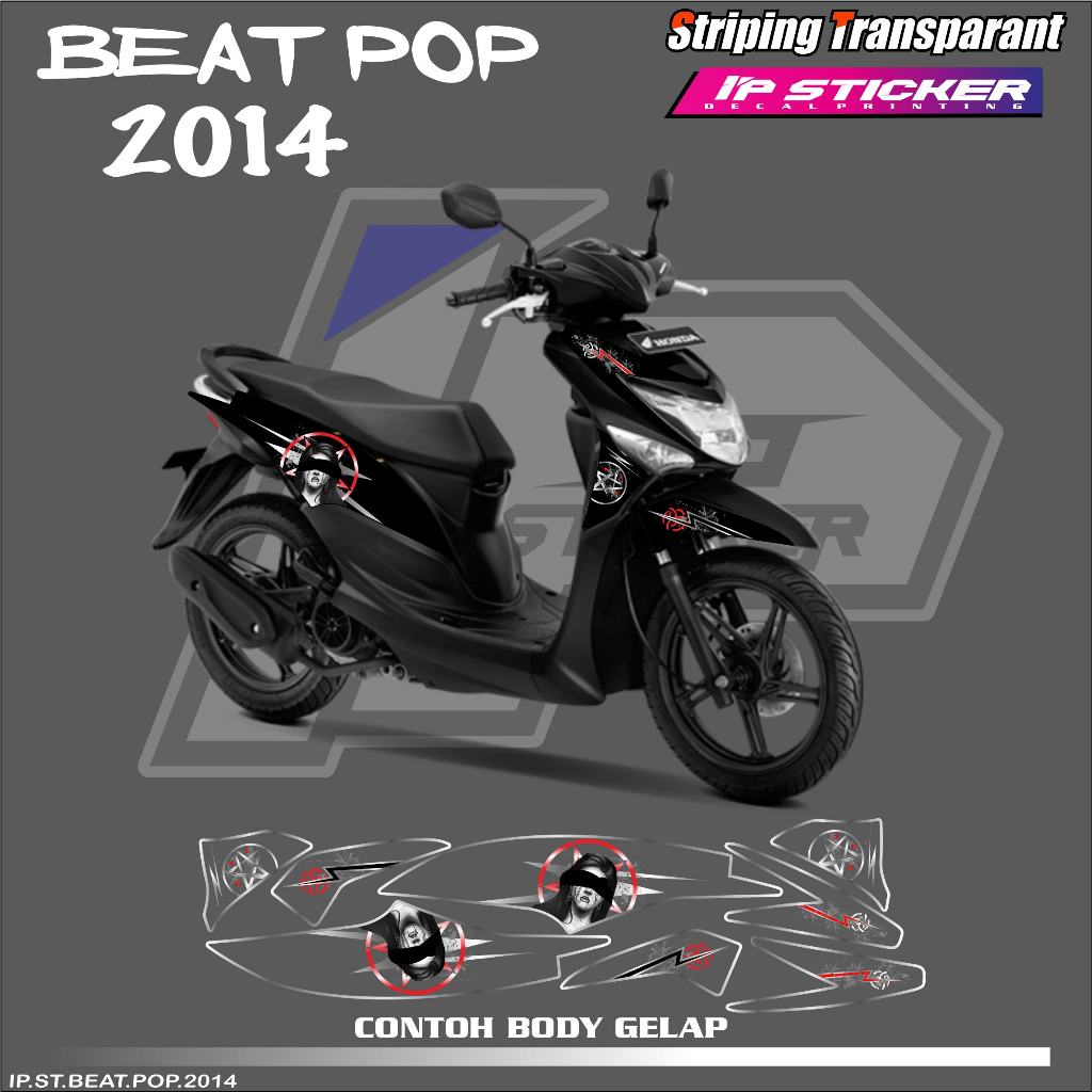 HONDA BEAT POP 2014 MOTORCYCLE STRIPING STICKER LIST STICKER MOTORCYCLE ...