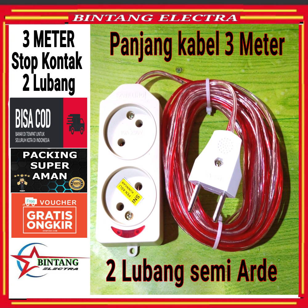 2 hole socket + 3 meter cable | Shopee Malaysia