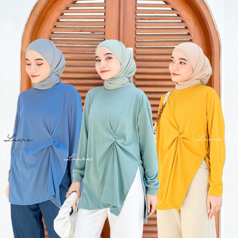 PUTIH Sua Blouse High Slit Korean Outfit Combed T-shirt Top Poundfit ...