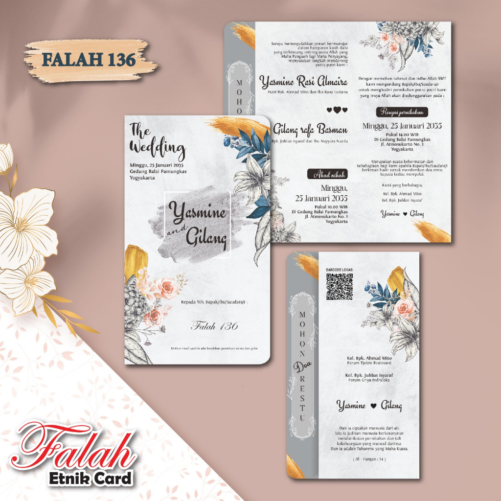 Wedding invitation / Falah 136 Wedding Invitation Blank / soft cover ...