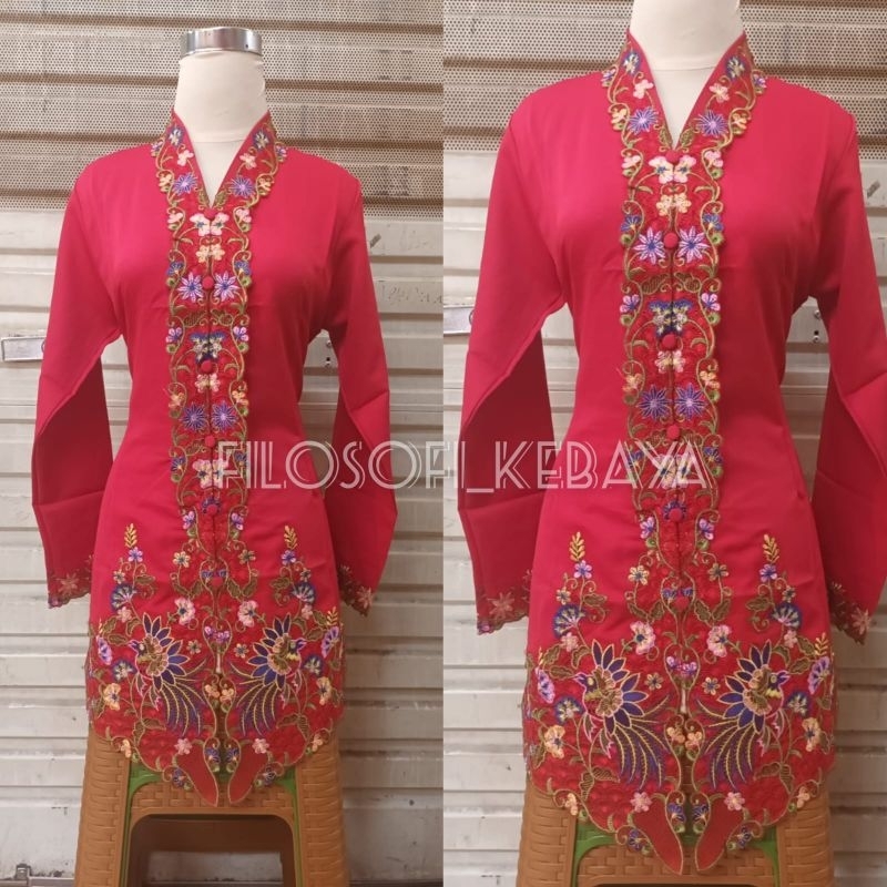 KATUN Jumbo ~ BIRD MOTIF EMBROIDERED COTTON ENCIM KEBAYA TOP // BETAWI ...