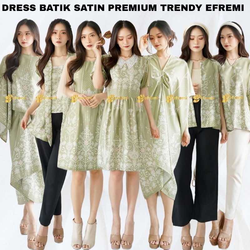 Efremi BATIK SERIES UNIFORM SET GREEN BATIK SATIN SILK PREMIUM BATIK ...