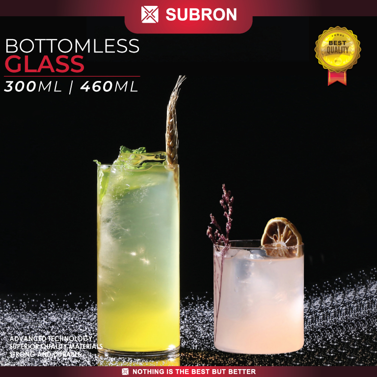 Subron Aesthetic Plain Straw Bottomless Glass Cup 300ml 460ml ...