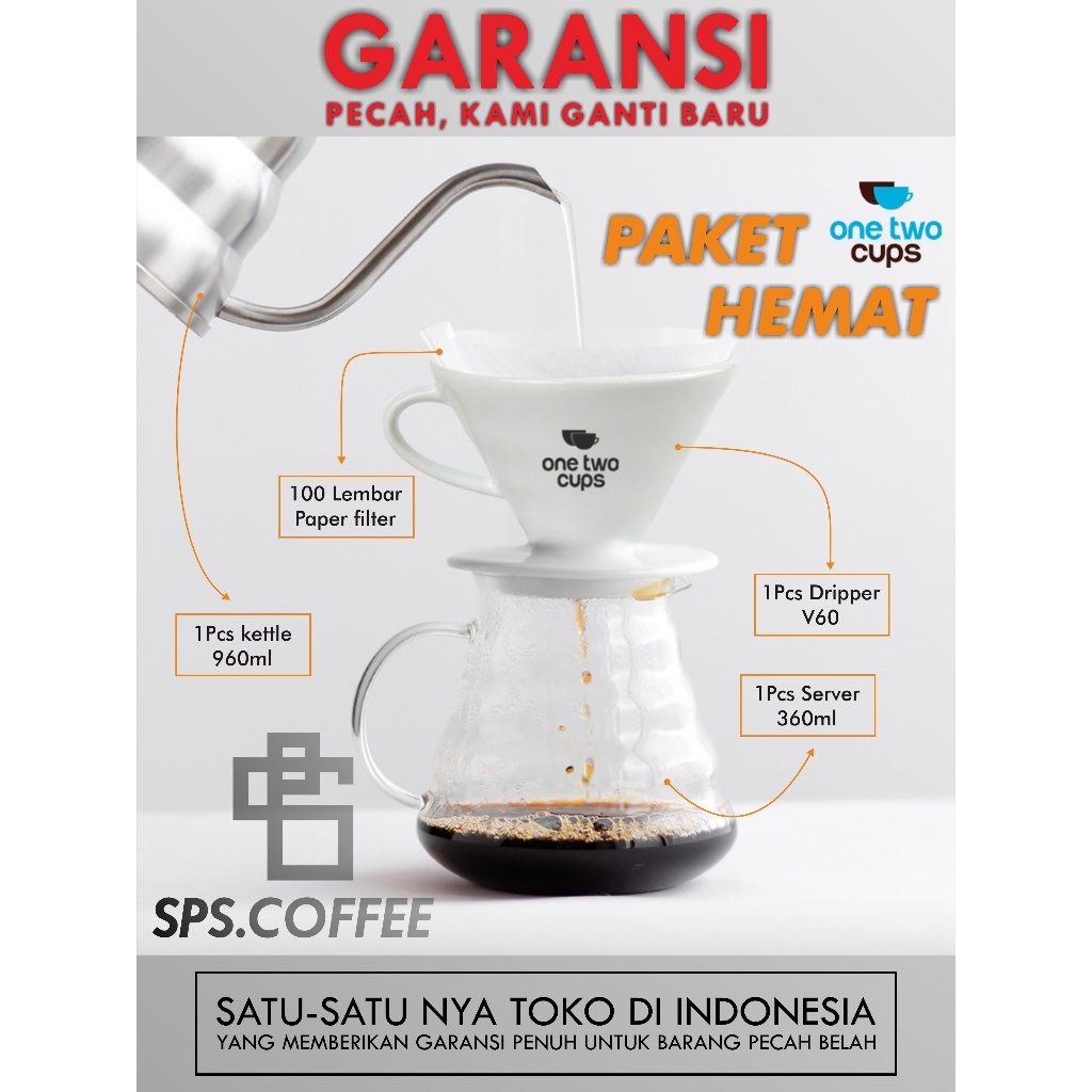 Savings Package v60 4in1 coffee v60 driper server paper filter kettle ...