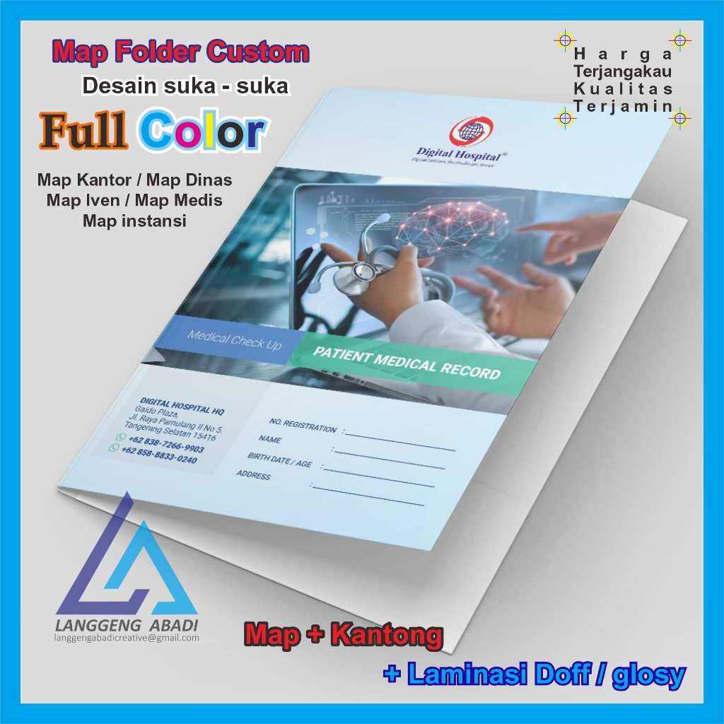Print CUSTOM Map F4 full color medical record folder medical check up ...