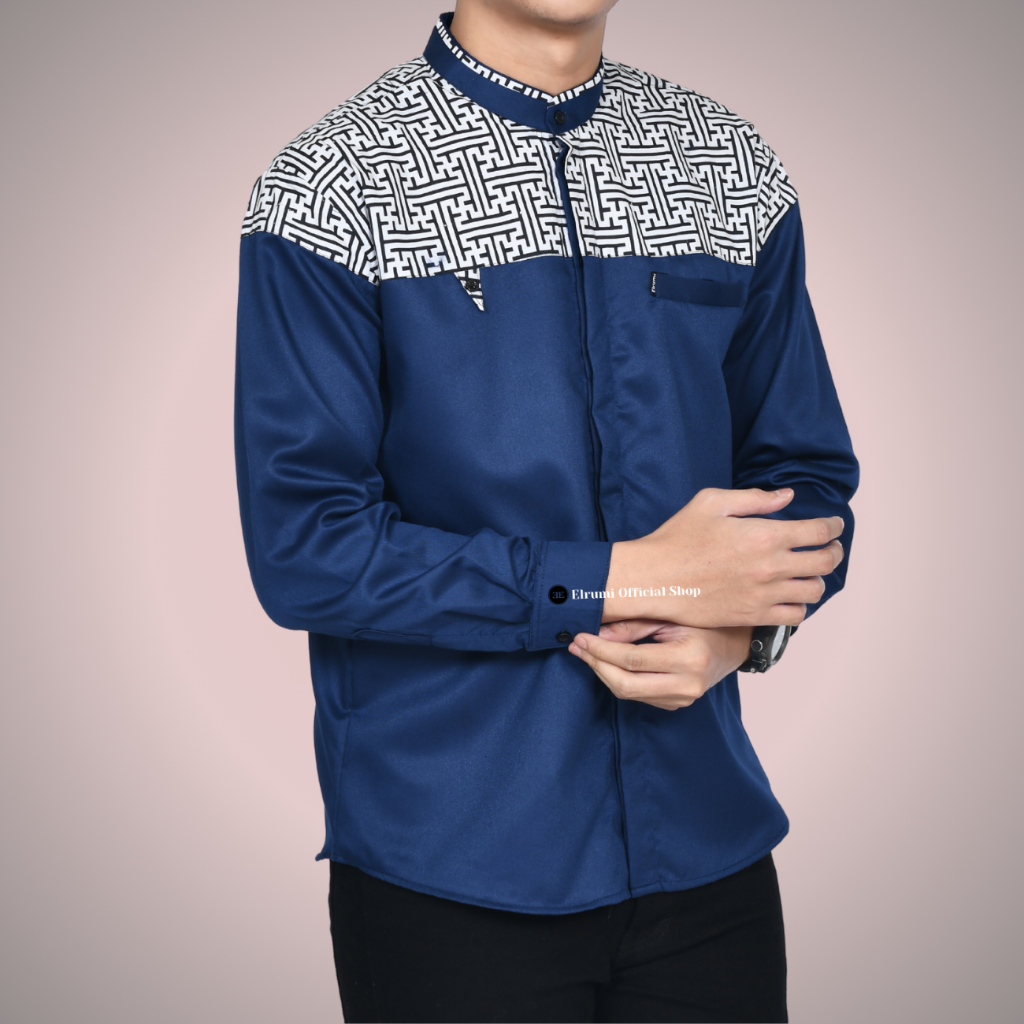 Koko Shirt For Adult Men Long Sleeve Navi Combination Of Falcon Motif ...