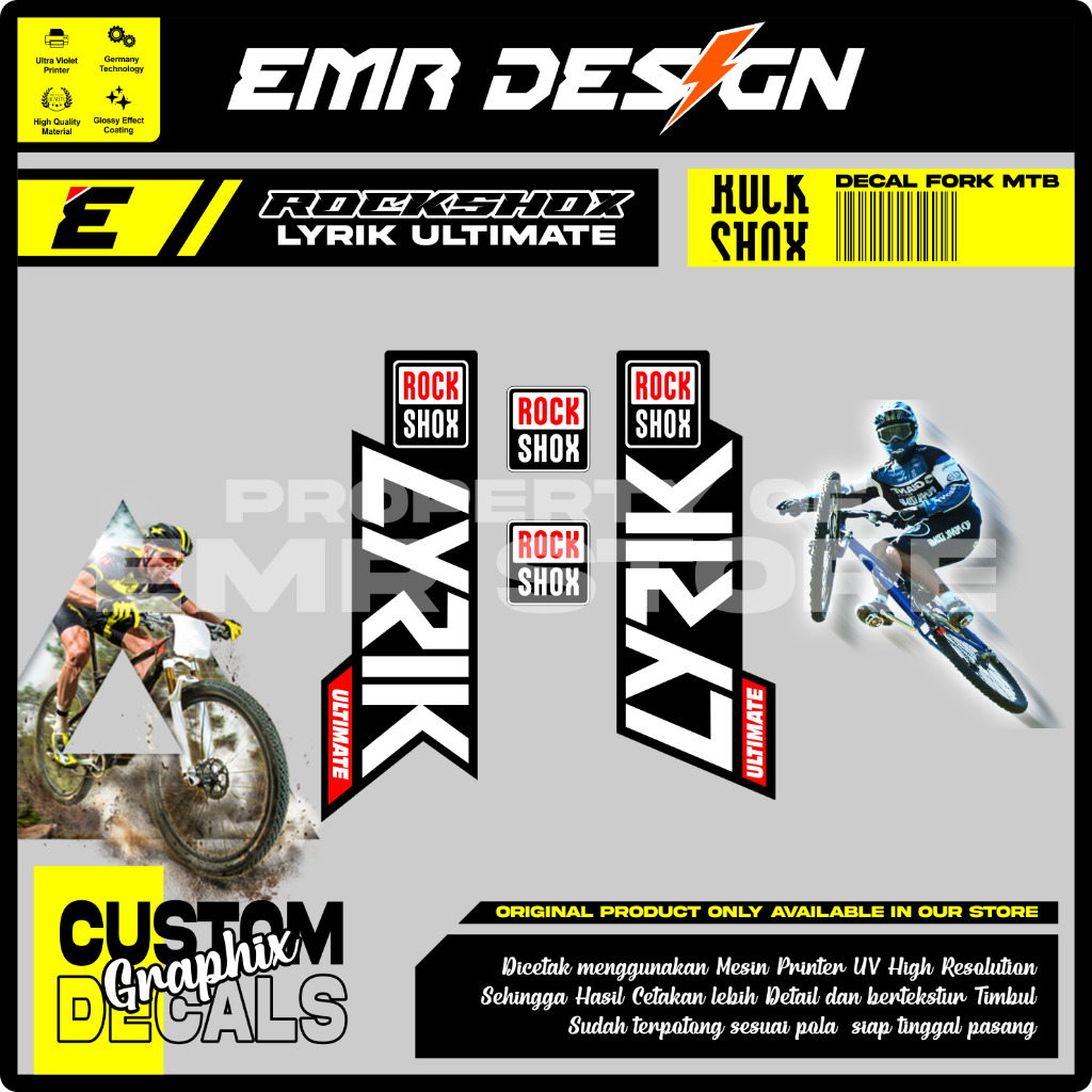 Rockshox Lyrik Ultimate Fork Decal Sticker Mtb Downhill Bike | Shopee ...