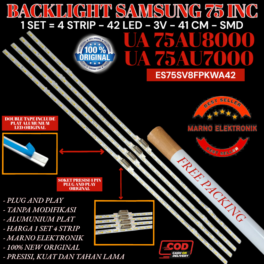 Samsung LED TV BACKLIGHT 75 INC 75AU8000 75AU7000 UA75AU8000 UA75AU7000 ...