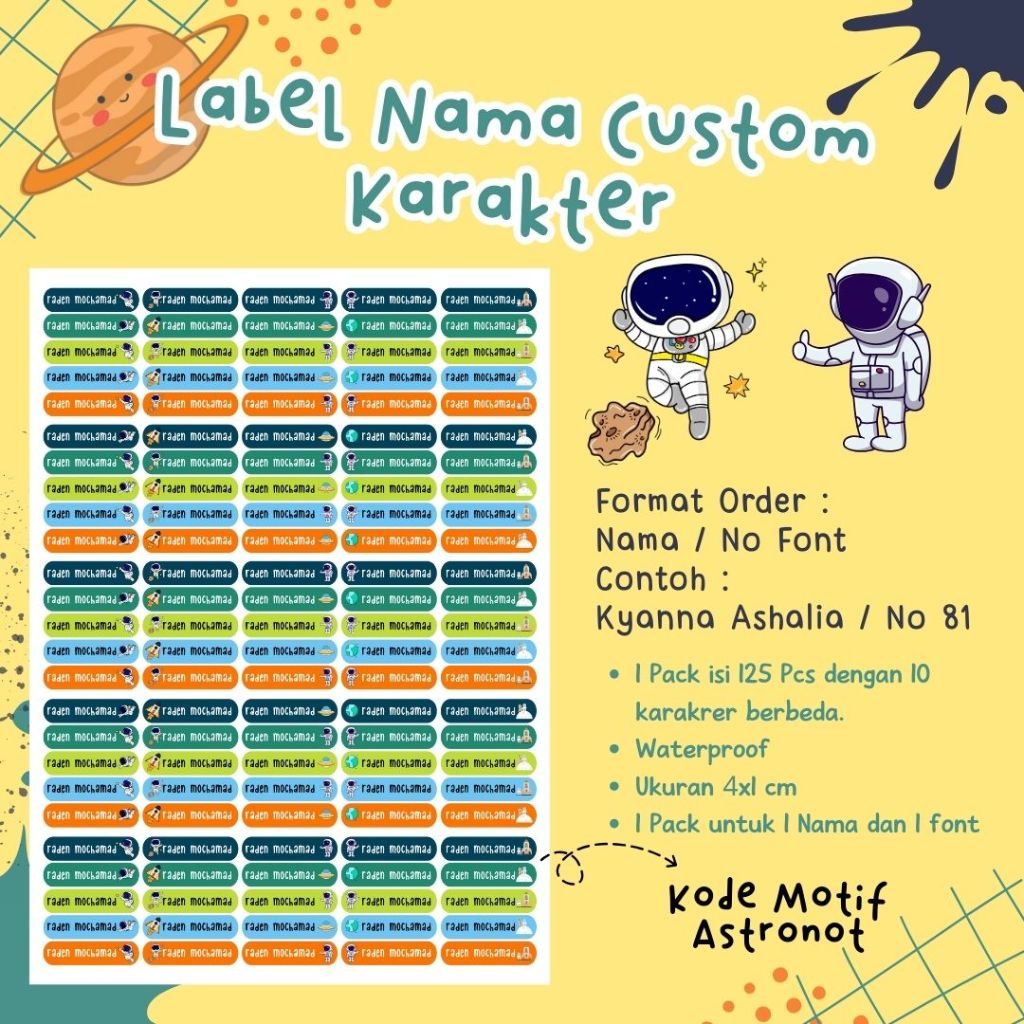 [125 Pcs] CUSTOM CHARACTER NAME LABEL | Shopee Malaysia