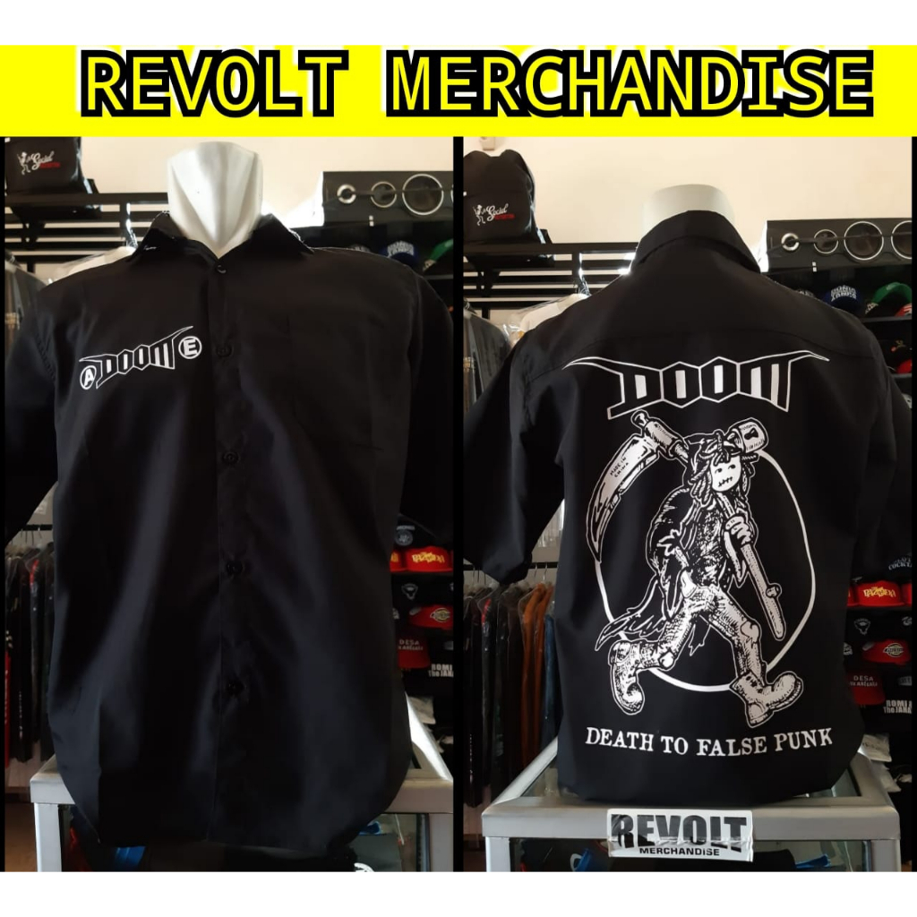 KEMEJA Doom Short Shirt (death to false punk) | Shopee Malaysia