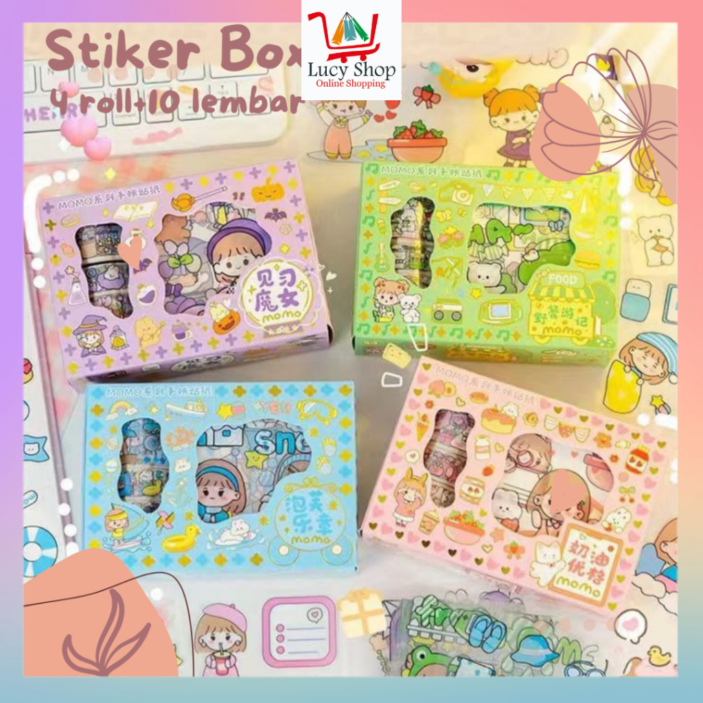 Momo Roll Sticker Set BOX Cartoon Aesthetic Sticker Waterproof Book ...