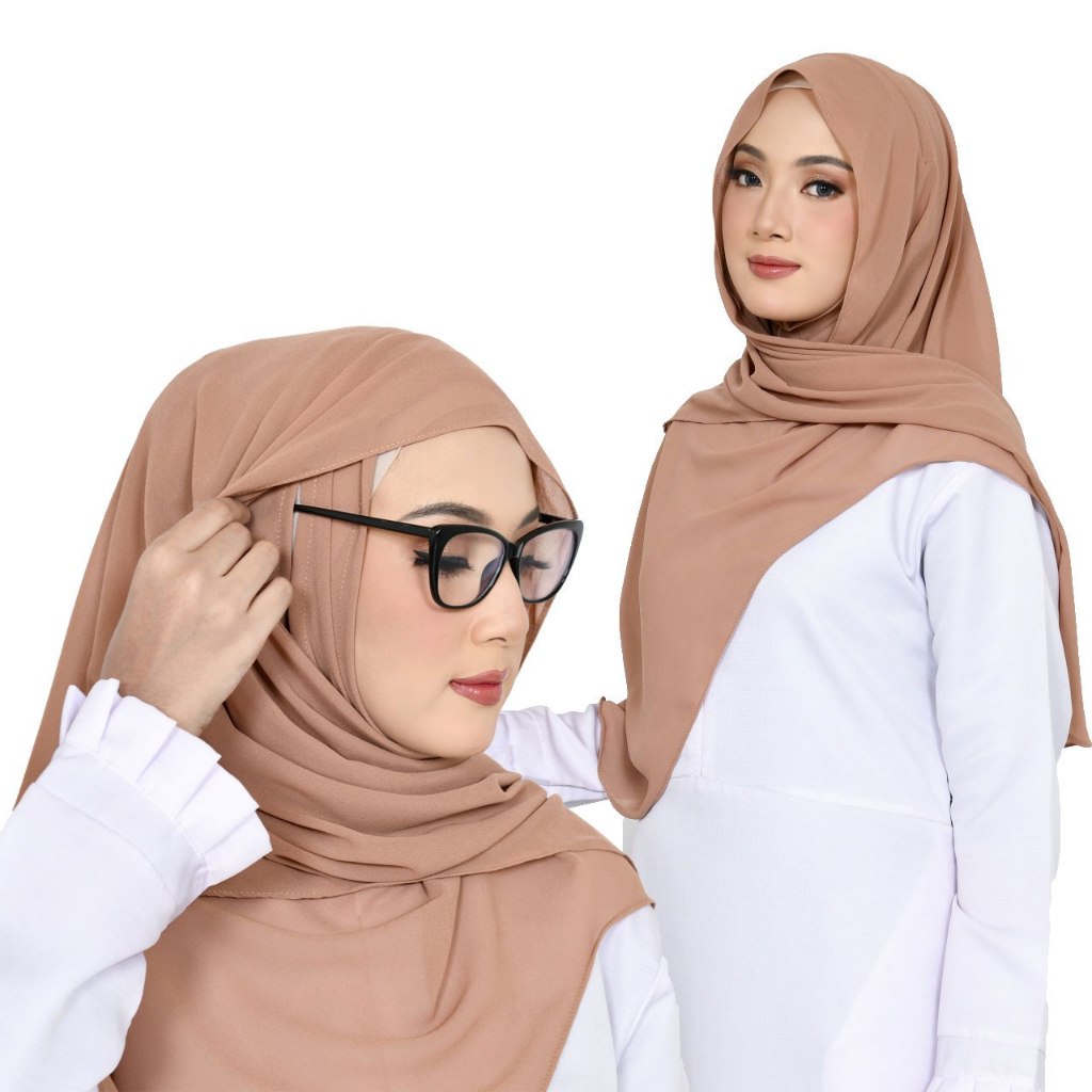 Pashmina oval double inner Hijab+PREMIUM Ear Connector Diamond Hijab ...