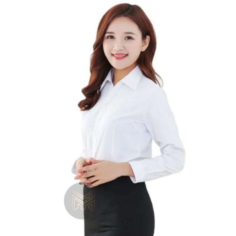 PUTIH KEMEJA Women's White Work Shirt Long Sleeve Work Shirt Basic ...